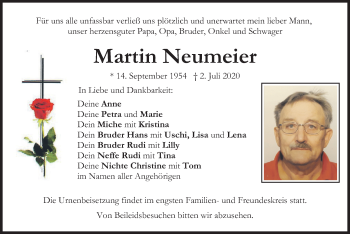 Traueranzeigen von Martin Neumeier | trauer.merkur.de