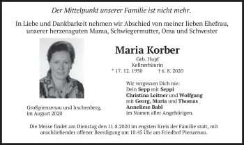 Traueranzeigen von Maria Korber | trauer.merkur.de