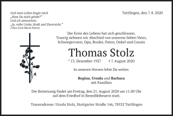 Traueranzeigen von Thomas Stolz | trauer.merkur.de