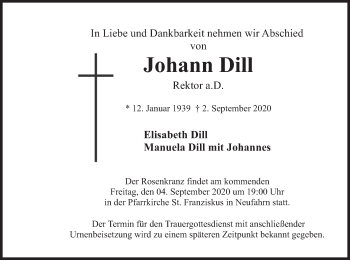 Traueranzeigen von Johann Dill | trauer.merkur.de
