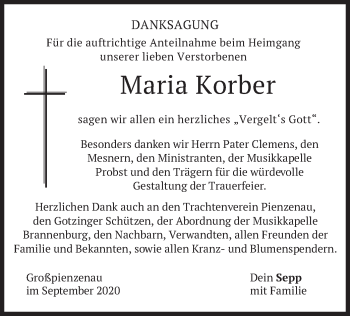 Traueranzeigen von Maria Korber | trauer.merkur.de