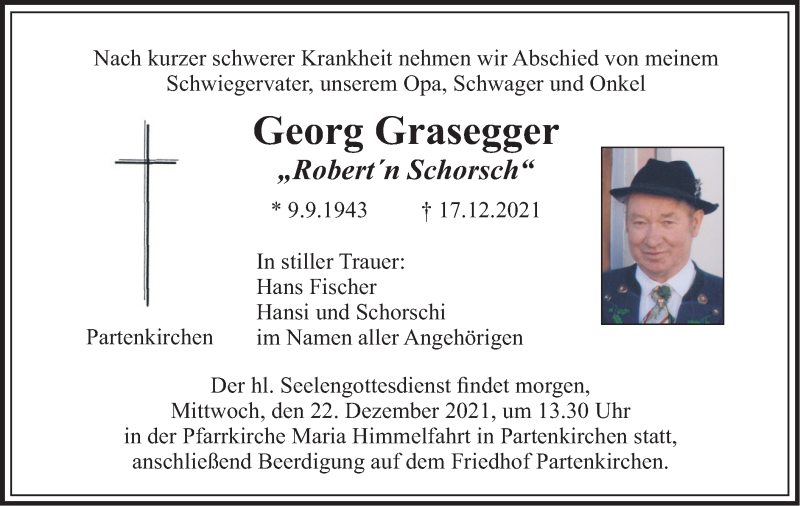 Traueranzeigen von Georg Grasegger | trauer.merkur.de