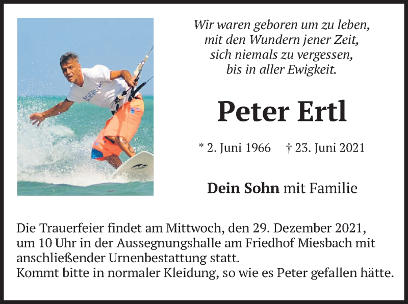 Traueranzeigen von Peter Ertl | trauer.merkur.de
