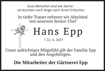 Traueranzeigen von Hans Epp | trauer.merkur.de