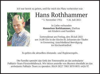 Gedenkkerzen von Hans Rothhammer | trauer.merkur.de