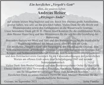 Traueranzeigen von Andreas Reiser | trauer.merkur.de