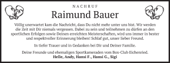 Traueranzeigen von Raimund Bauer | trauer.merkur.de
