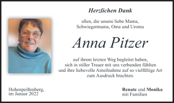 Traueranzeigen von Anna Pitzer | trauer.merkur.de