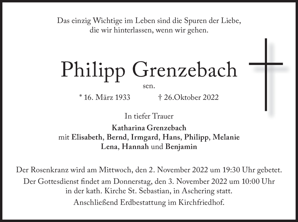 Traueranzeigen von Philipp Grenzebach | trauer.merkur.de