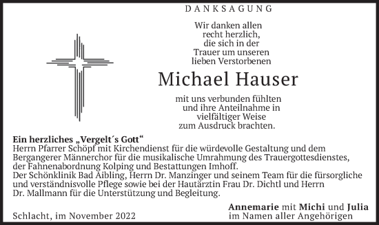 Traueranzeigen von Michael Hauser | trauer.merkur.de