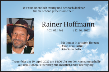 Traueranzeigen von Rainer Hoffmann | trauer.merkur.de
