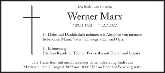 Traueranzeigen von Werner Marx | trauer.merkur.de