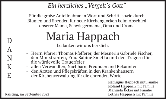 Traueranzeigen von Maria Happach | trauer.merkur.de