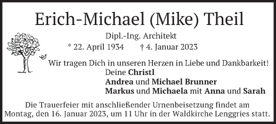 Traueranzeigen von Erich-Michael Theil | trauer.merkur.de