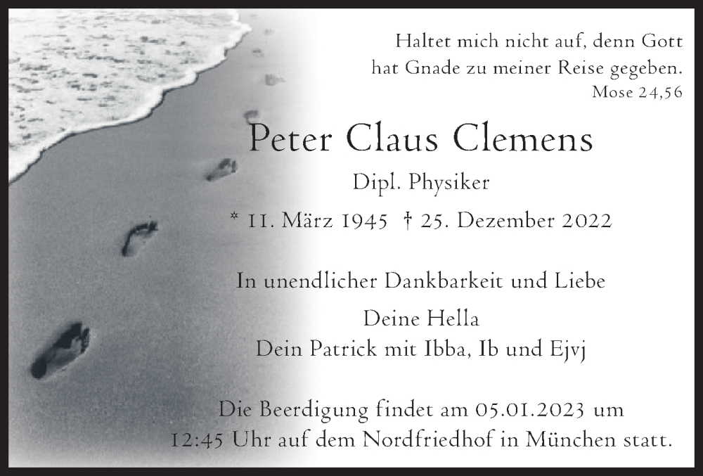 Traueranzeigen von Peter Claus Clemens | trauer.merkur.de