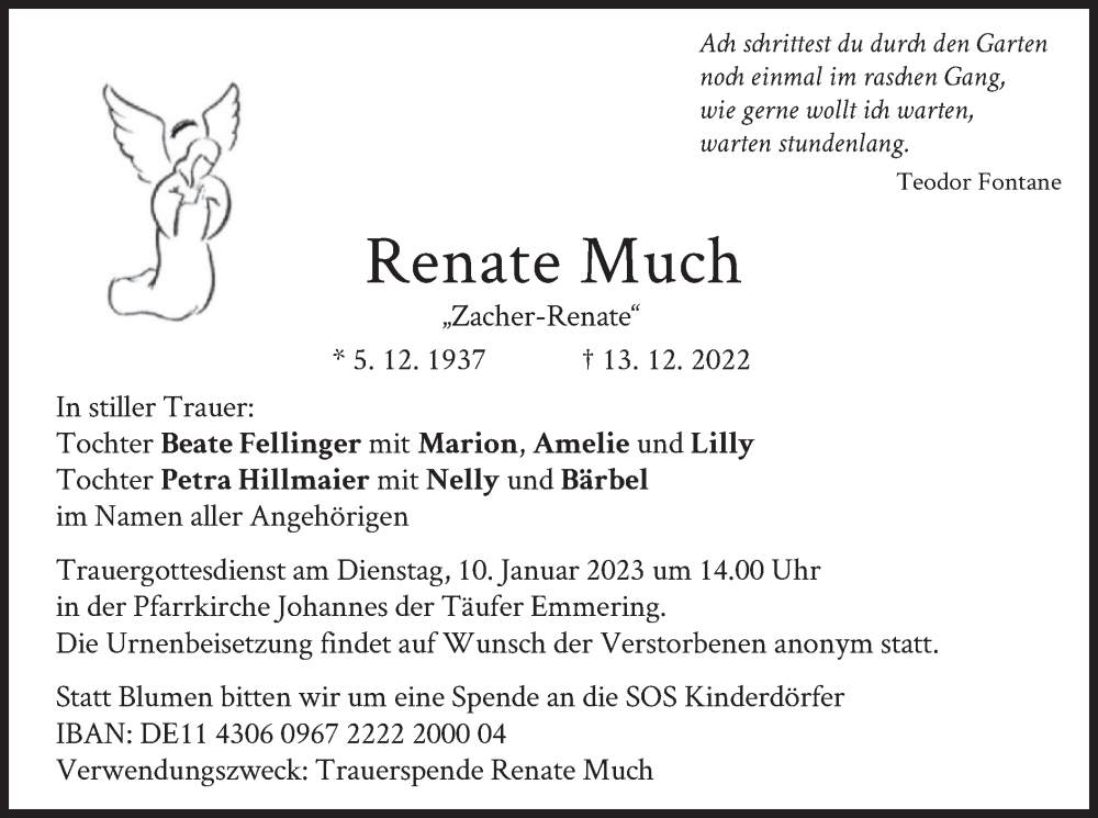 Traueranzeigen von Renate Much | trauer.merkur.de