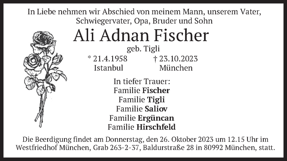 Traueranzeigen von Ali Adnan Fischer | trauer.merkur.de