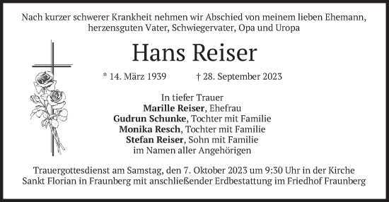 Traueranzeigen von Hans Reiser | trauer.merkur.de