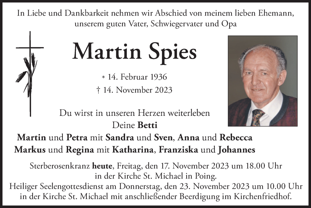 Traueranzeigen von Martin Spies | trauer.merkur.de