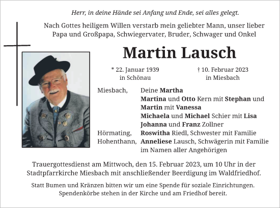 Traueranzeigen von Martin Lausch | trauer.merkur.de