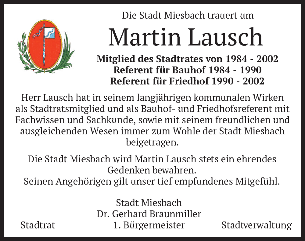Traueranzeigen von Martin Lausch | trauer.merkur.de