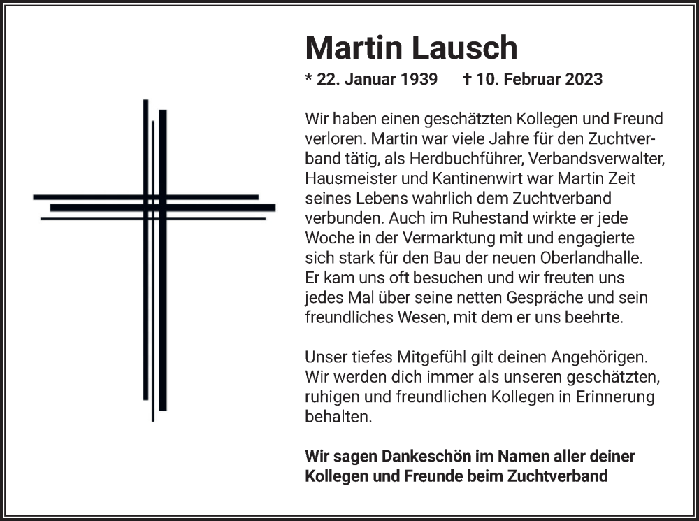 Traueranzeigen von Martin Lausch | trauer.merkur.de