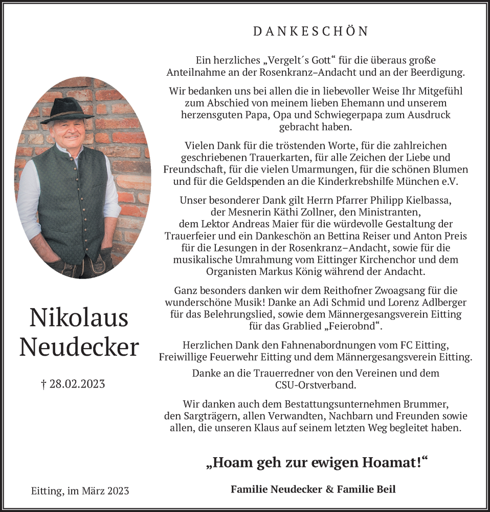 Traueranzeigen von Nikolaus Neudecker | trauer.merkur.de
