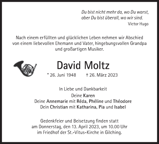 Traueranzeigen von David Moltz | trauer.merkur.de