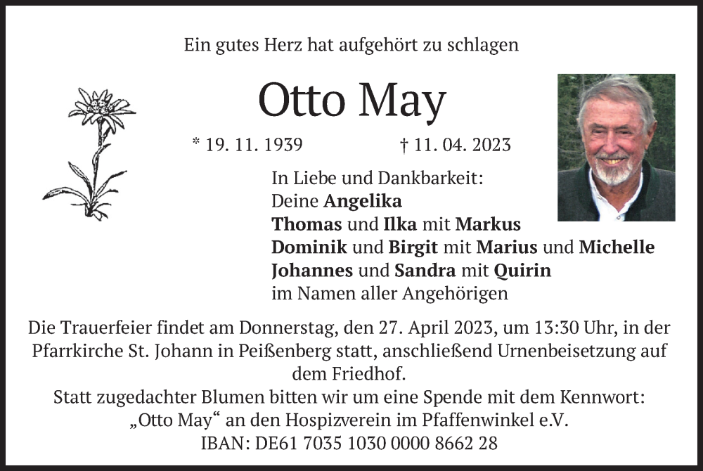 Traueranzeigen von Otto May | trauer.merkur.de