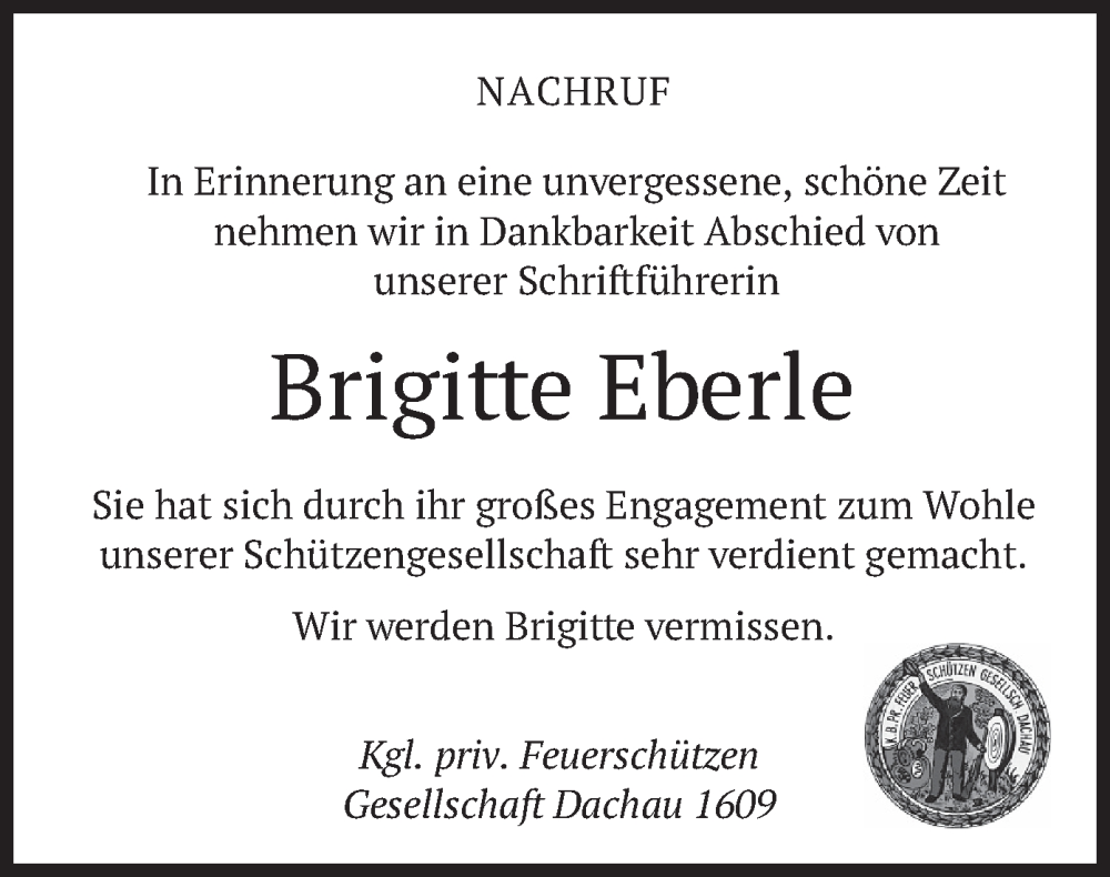 Traueranzeigen von Brigitte Eberle | trauer.merkur.de