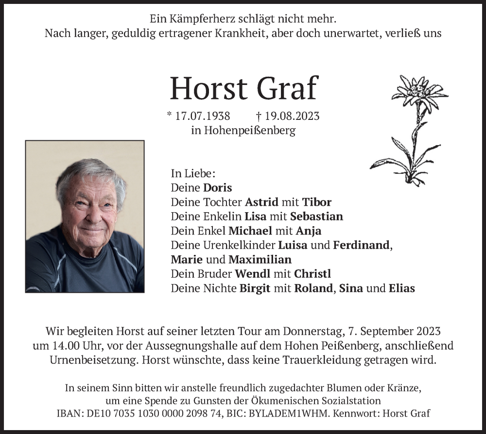Traueranzeigen von Horst Graf | trauer.merkur.de
