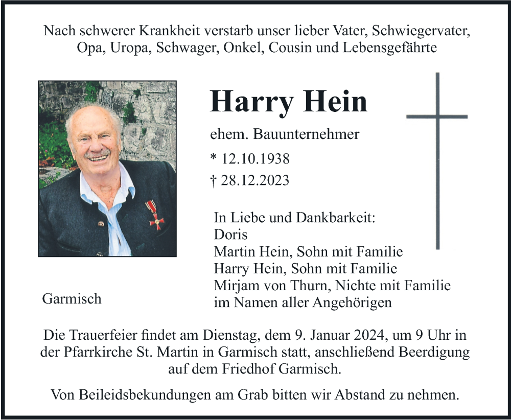 Traueranzeigen von Harry Hein | trauer.merkur.de