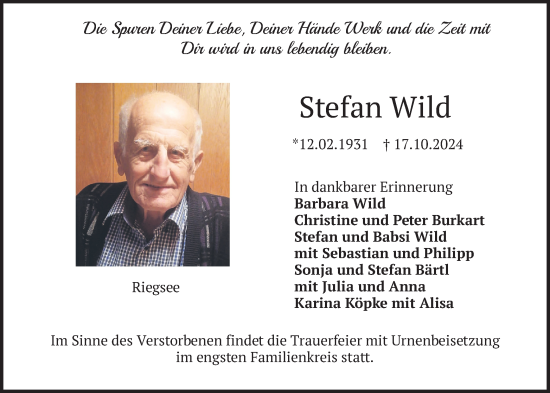 Traueranzeigen von Stefan Wild | trauer.merkur.de