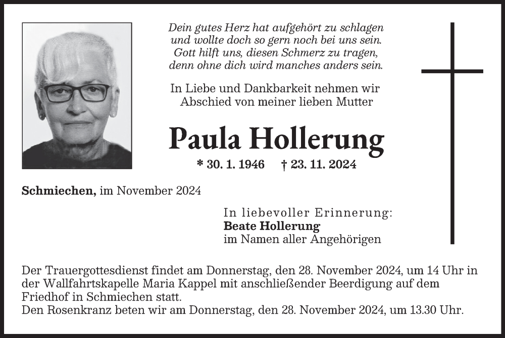 Traueranzeigen von Paula Hollerung | trauer.merkur.de