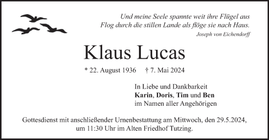 Traueranzeigen von Klaus Lucas | trauer.merkur.de