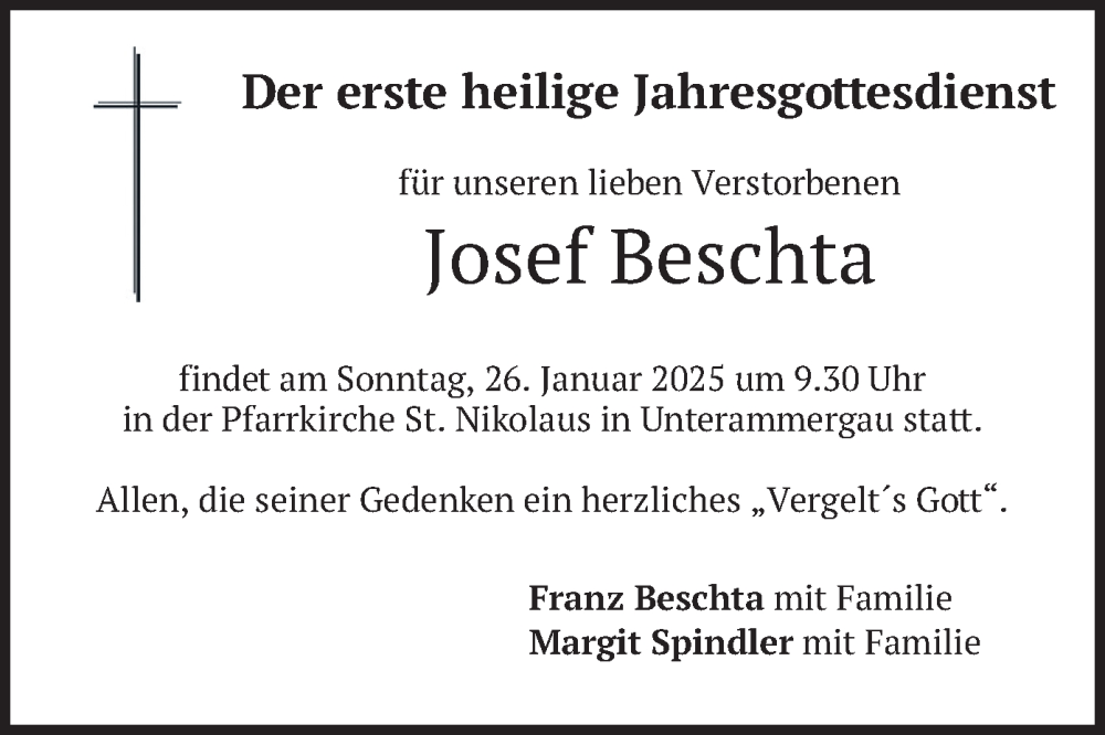 Traueranzeigen von Josef Beschta | trauer.merkur.de