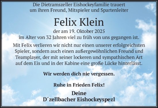 Traueranzeigen von Felix Klein | trauer.merkur.de