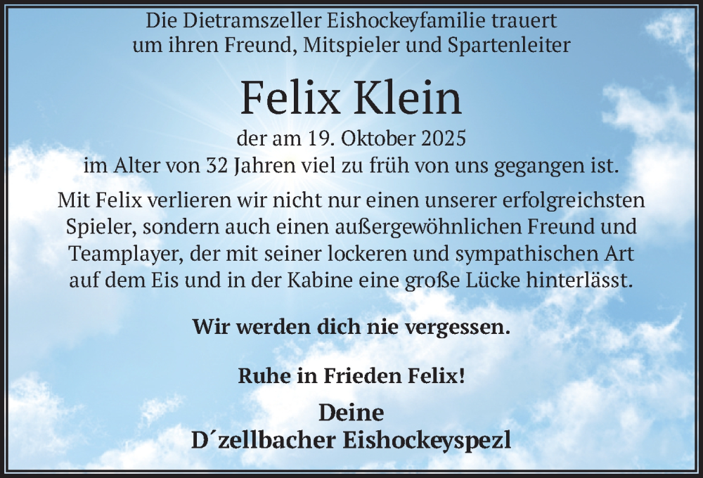 Traueranzeigen von Felix Klein | trauer.merkur.de