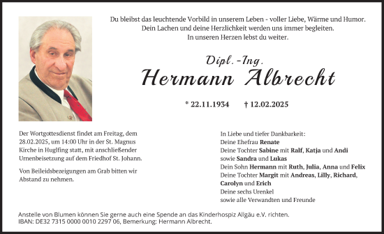 Traueranzeigen von Hermann Albrecht | trauer.merkur.de