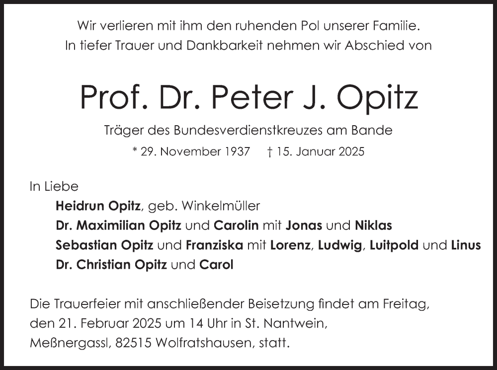 Traueranzeigen von Peter J. Opitz | trauer.merkur.de