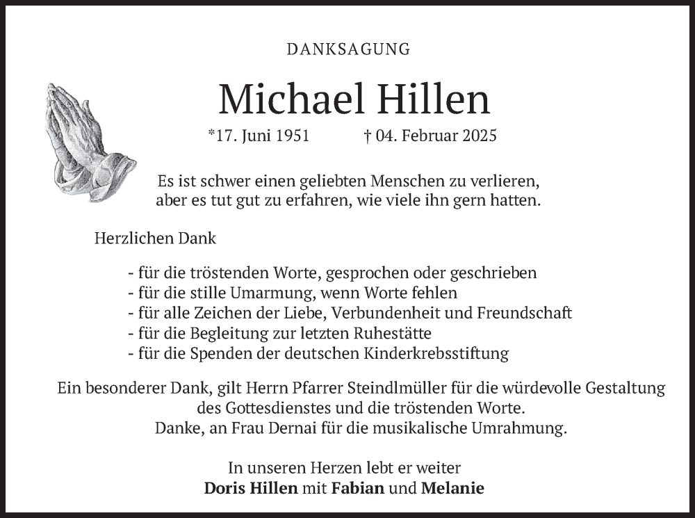 Traueranzeigen von Michael Hillen | trauer.merkur.de