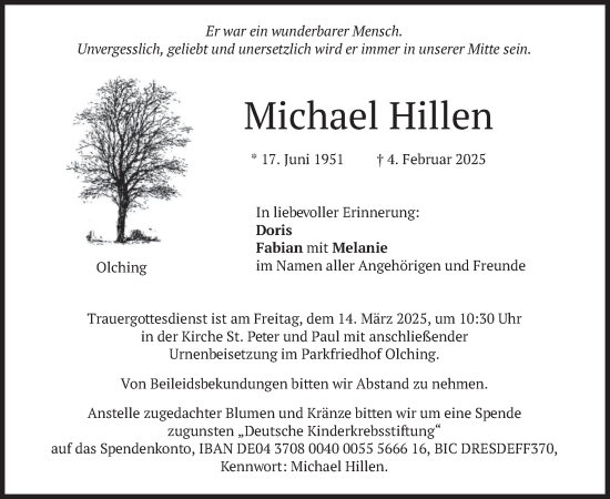 Traueranzeigen von Michael Hillen | trauer.merkur.de