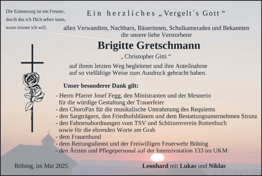 Traueranzeigen von Brigitte Gretschmann | trauer.merkur.de