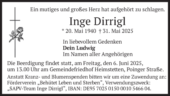 Traueranzeigen von Inge Dirrigl | trauer.merkur.de