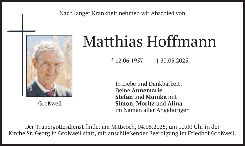 Traueranzeigen von Matthias Hoffmann | trauer.merkur.de