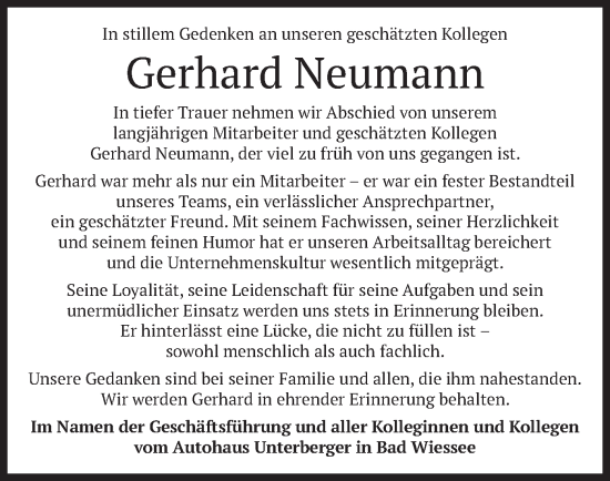 Traueranzeigen von Gerhard Neumann | trauer.merkur.de